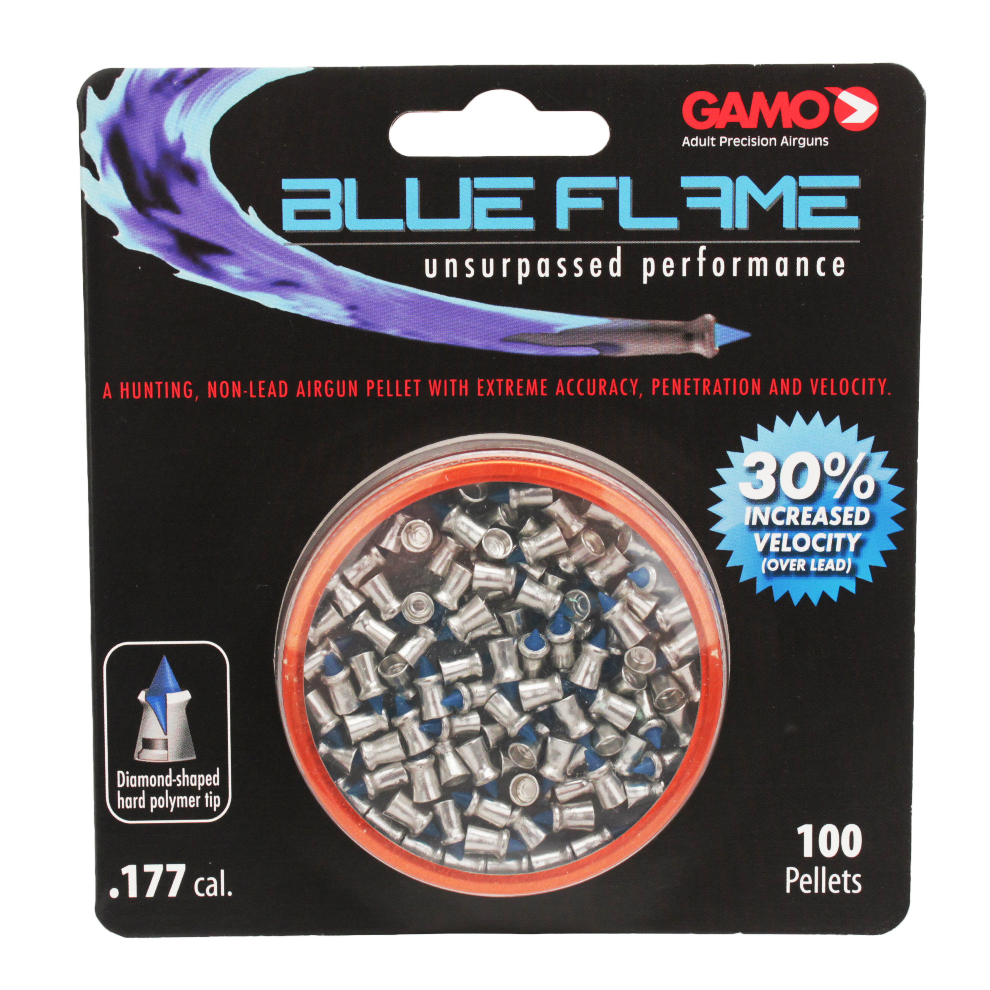 GAMO PBA Blue Flame .177 Cal Hunting Pellets-Pack of 100-632270254 ...